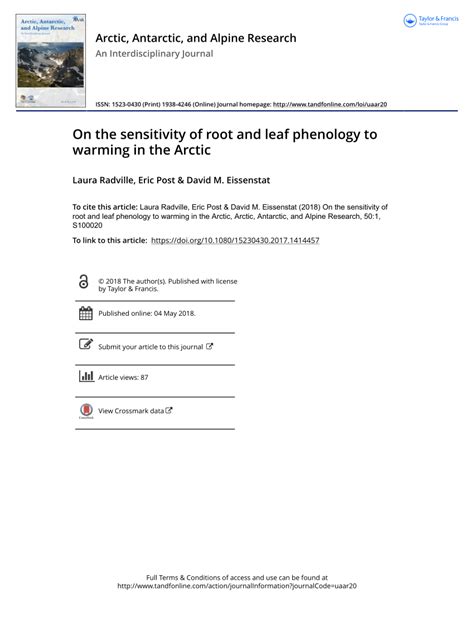 Pdf On The Sensitivity Of Root And Leaf Phenology To Warming In The Arctic