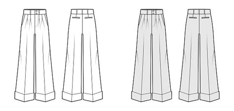 낮은 허리 전체 길이 더블 플리트 경사 제트 포켓 팬츠 옥스포드 맞춤형 기술 패션 일러스트 0명에 대한 스톡 벡터 아트 및 기타 이미지 Istock