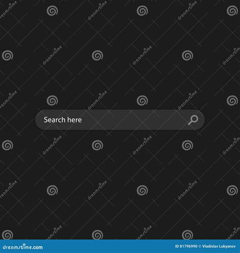 Search Bar Box Field Ui Element On Dark Black Background Stock Vector