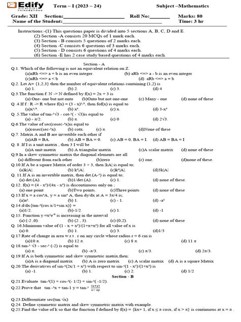 mathematics g 12 practice paper class 12 pdf matrix mathematics