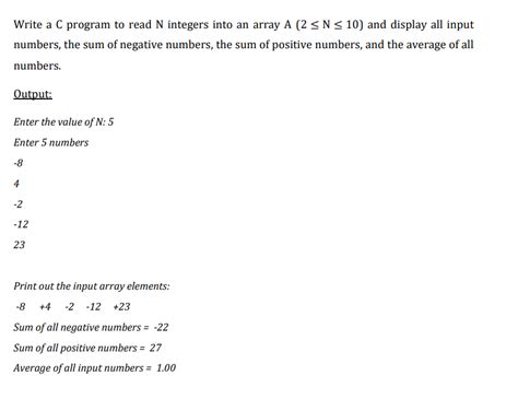 Solved Write A C Program To Read N Integers Into An Array Chegg