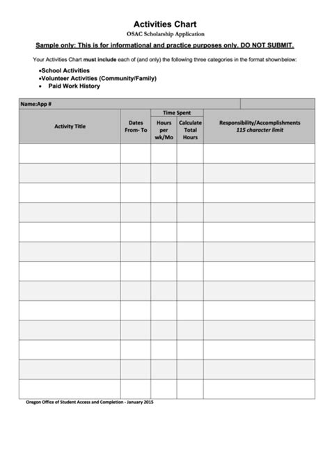Activities Chart Printable Pdf Download