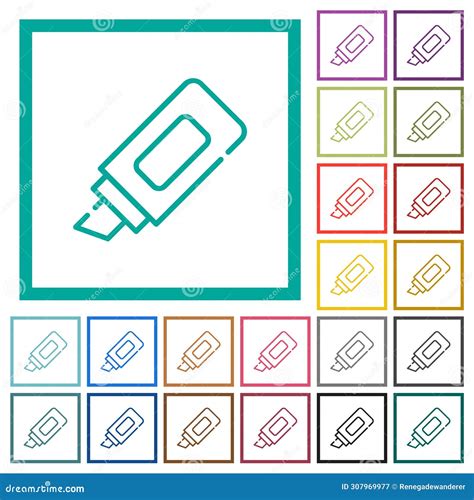 Office Marker Outline Flat Color Icons With Quadrant Frames Stock Vector Illustration Of