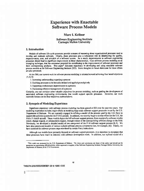 Experience With Enactable Software Process Models Ieee Conference Publication Ieee Xplore
