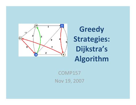 greedy strategies dijkstra s algorithm lecture slides comp 157 docsity