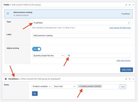 Add Different Input Fields Or Prices To Specific Variations Wombat