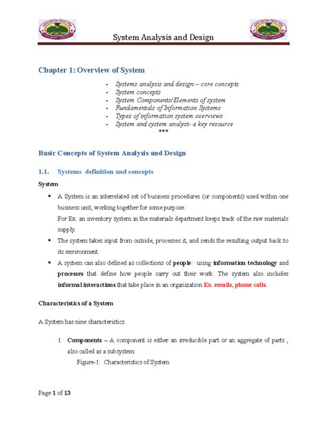 Chapter 1 System Analysis And Design Chapter 1 Overview Of System