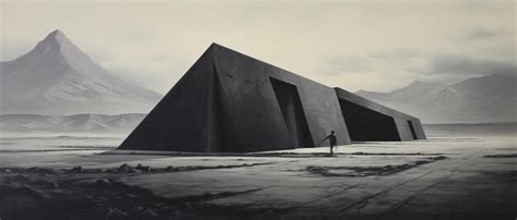 Premium Photo Wide Landscape With Brutalist Triangle