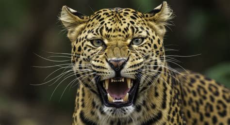 Intense Close Up Of A Roaring Leopard S Face Showing Its Sharp Teeth