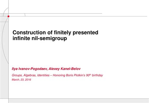 Pdf Construction Of Finitely Presented Infinite Nil Semigroup