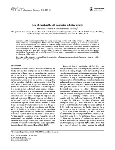Pdf Role Of Structural Health Monitoring In Bridge Security