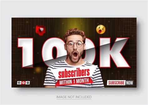 Premium Vector 100k Subscriber Youtube Thumbnail Video Cover Design Template