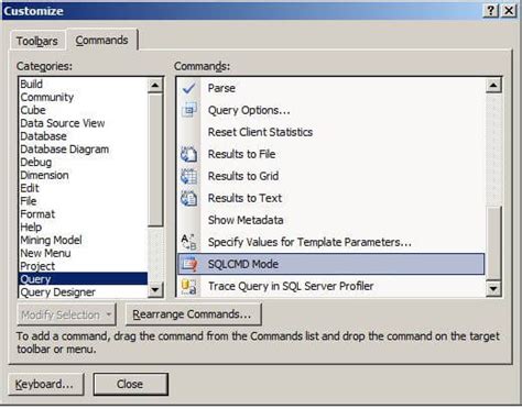 SQL Server Management Studio SQLCMD Mode Option