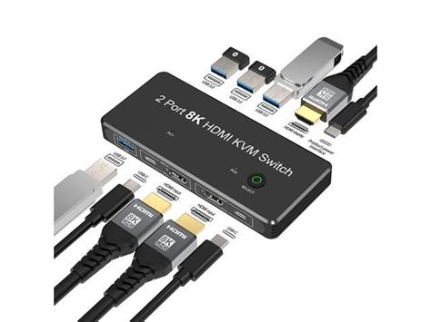 AUBEAMTO Port K HDMI KVM Switch In Out K Hz K Hz PC To Monitor With USB