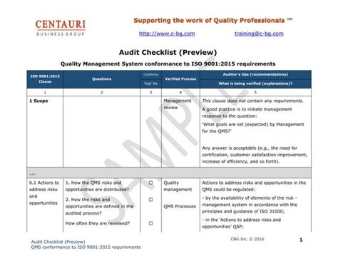 ISO 9001 2015 Audit Checklist Preview PDF