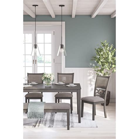 Wrenning Gray Dining Table And 4 Upholstered Chairs Bench Set At Futonland