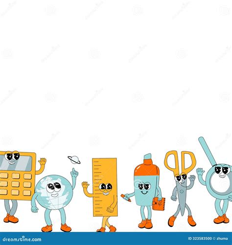 Y2k Background With School Characters In Retro 00s 80s Style Back To