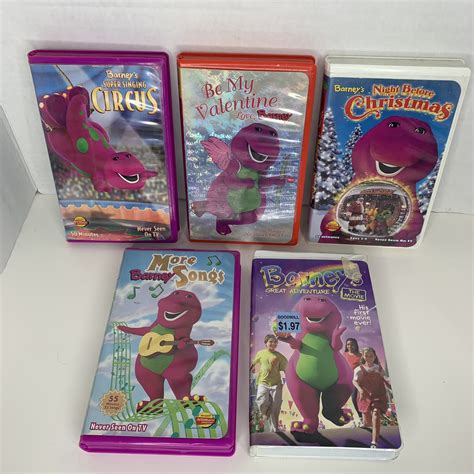 Lot Of 5 Barney Vhs Tapes Lyons Vtg 1990s Grelly Usa