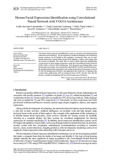 Pdf Human Facial Expressions Identification Using Convolutional Neural Network With Vgg16