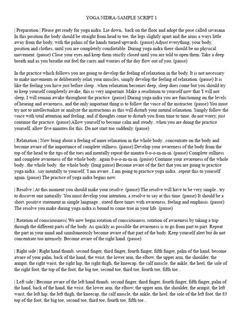 Yoga Nidra Sample Script 1 Pdf