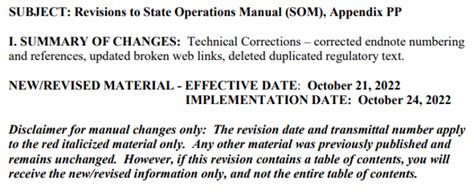 Revisions To Appendix PP State Operations Manual SOM BriggsNetNews