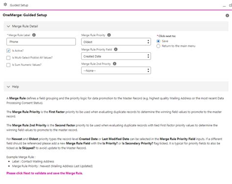Onemerge Create Merge Rule