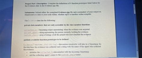 Solved Project Part 1 Description Complete The Definitions Chegg Com