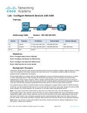 Hands On Lab Configuring Network Devices With Secure Shell SSH Course Hero