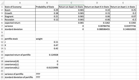 solved expected return and standard deviation use the