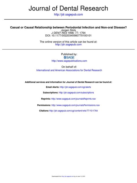 3casual Or Causal Relationship Between Periodontal Infection And Non