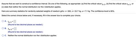 Solved Or Assume That We Want To Construct A Confidence Chegg