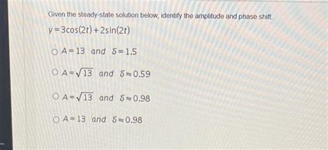 Solved Given The Steady State Solution Below Identify The Chegg