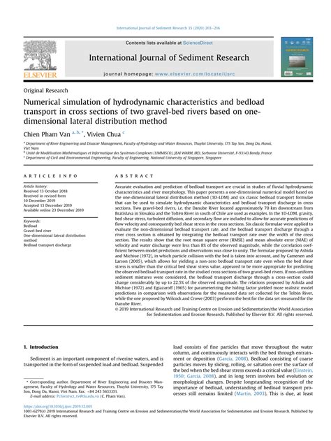 Pdf Numerical Simulation Of Hydrodynamic Characteristics And Bedload