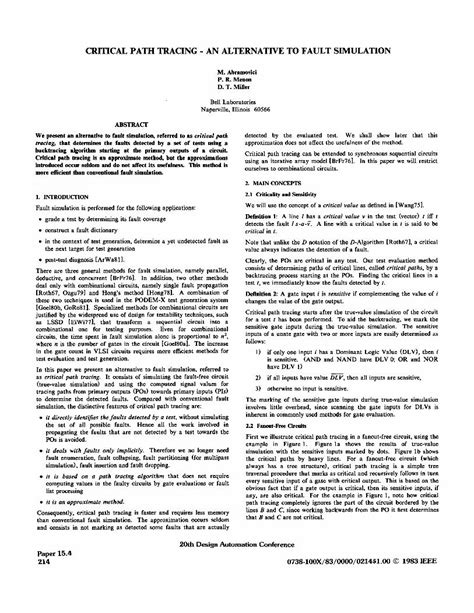 Pdf Critical Path Tracing An Alternative To Fault Simulationisg