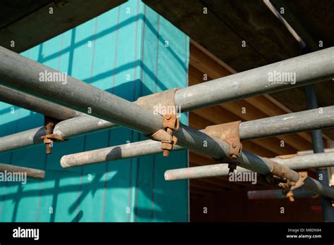 Scaffolding Framework Around A Modern Timber Framed Building Stock