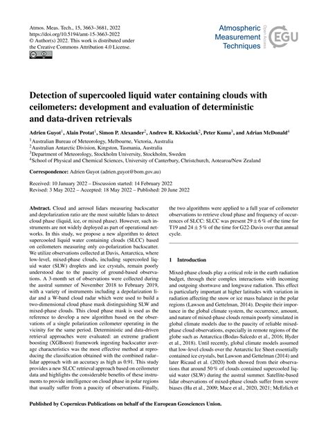 Detection Of Supercooled Liquid Water Containing Clouds With