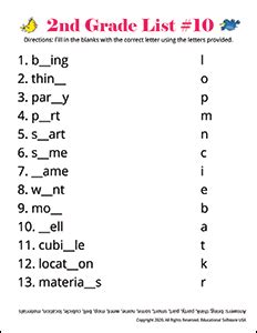 2nd Grade Spelling Words Lists Games Worksheets And Activities