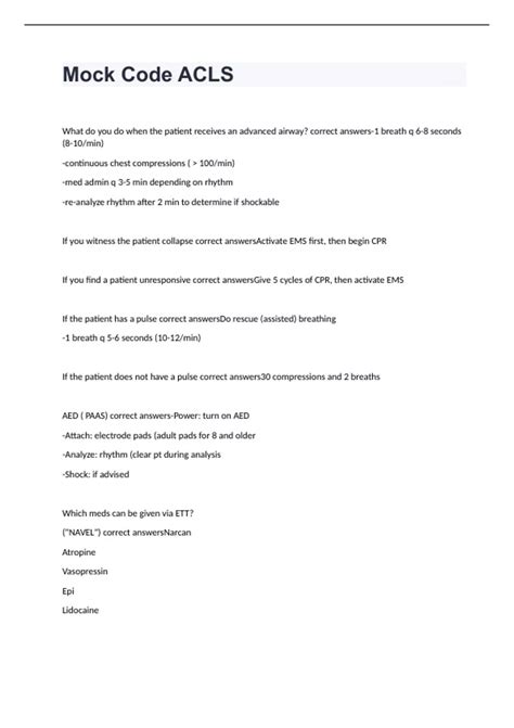 mock code acls exam 2024 with complete solutions mock code acls stuvia us