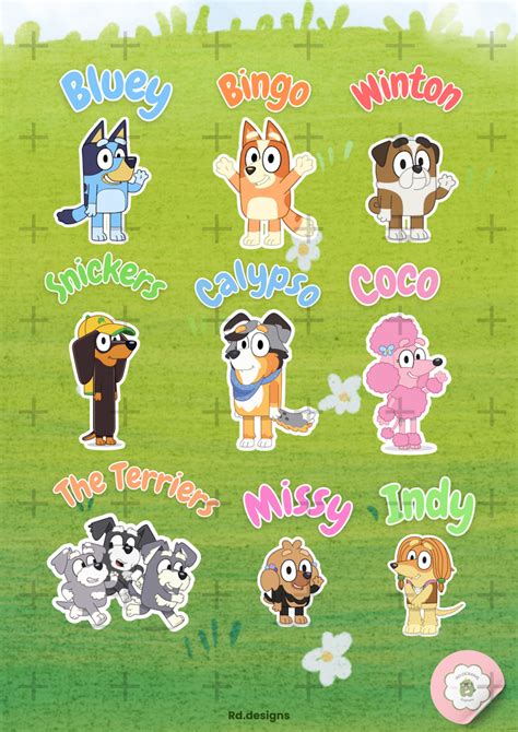 Bluey Stickers Set Digitalprintable Rddesignss Ko Fi Shop