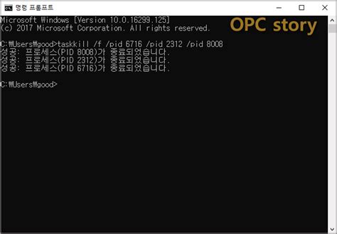 Taskkill 명령어로 특정 프로그램을 종료시키는 방법 OPC 스토리