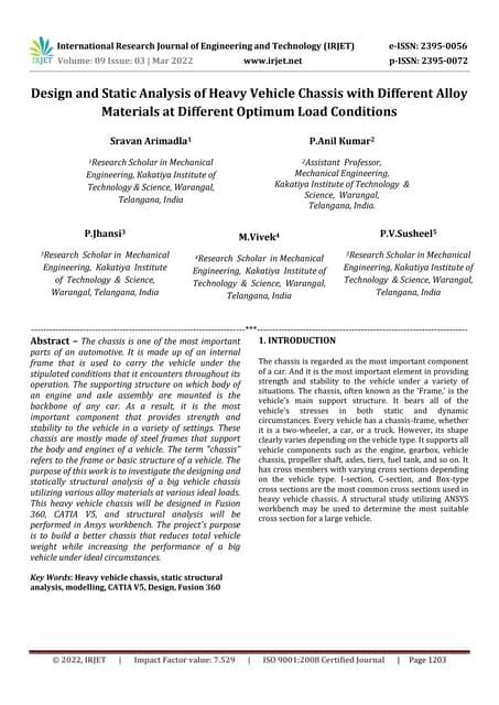 Design And Static Analysis Of Heavy Vehicle Chassis With Different Alloy Materials At Different