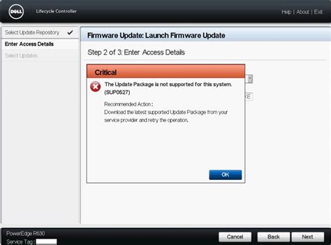 Poweredge Error Sup0527 When Attempting To Update Hard Drive Or Sdd Firmware Through The Lcc