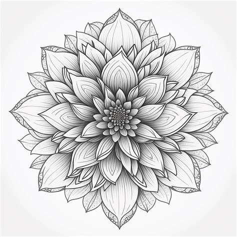 Premium Photo Simple Flower Mandala Design With Line Art In Ai Image