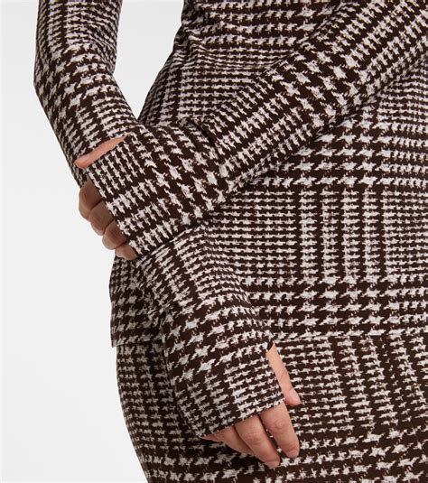 Prince Of Wales Check Turtleneck Top In Brown Norma Kamali Mytheresa
