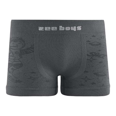 Cueca Boxer Infantil Sem Costura Em Jacquard Astronauta Grafite