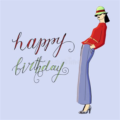 Vector Fashion Illustration Fashionable Woman In A Hat With The Text
