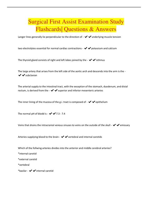 Surgical First Assist Examination Study Flashcards Questions And Answers