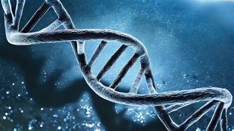 Real Photo Dna Helix Structure On Blue Background Under Microscope