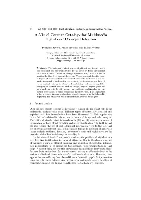 Pdf A Visual Context Ontology For Multimedia High Level Concept