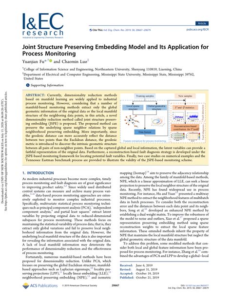 pdf joint structure preserving embedding model and its application